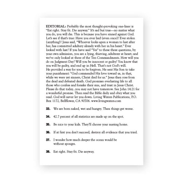 101 of the World's Funniest One Liners - Living Waters